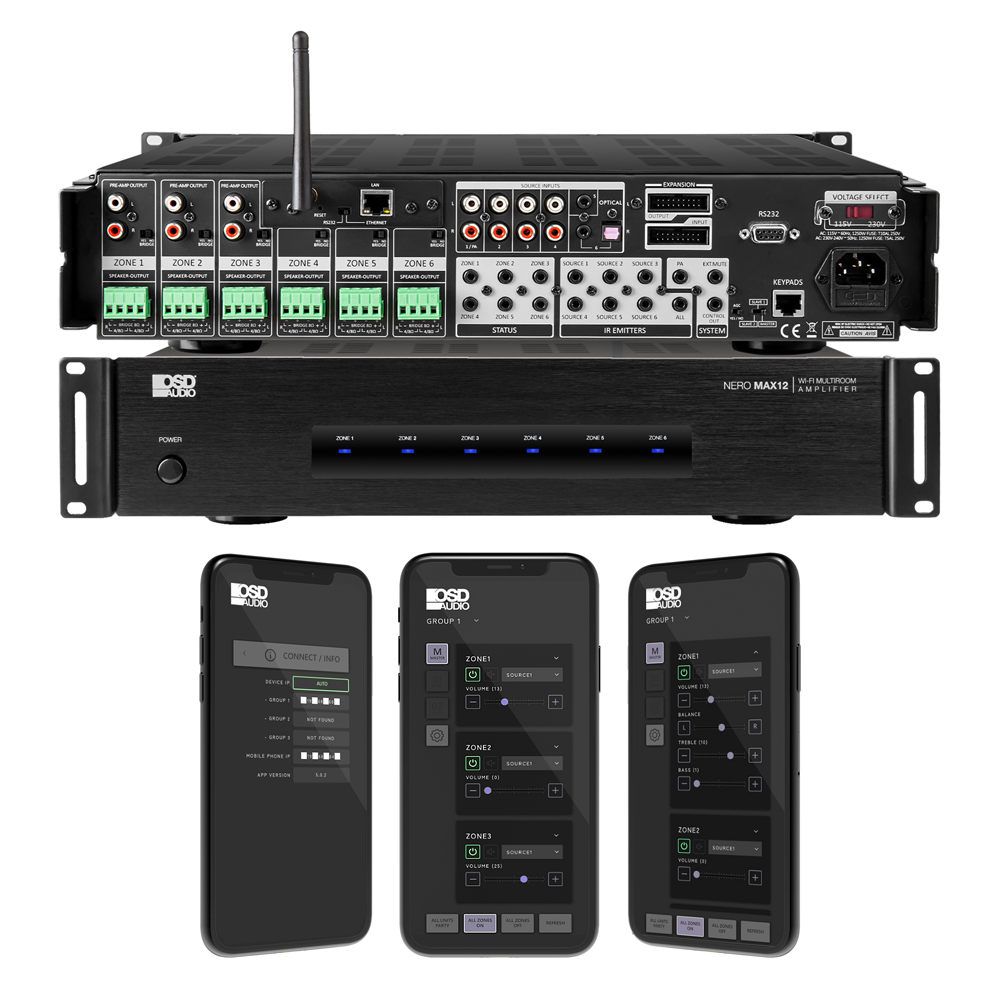 OSD Audio Nero-Max12 WiFi Wireless Multi Channel/Multi Zone Amplifier ...